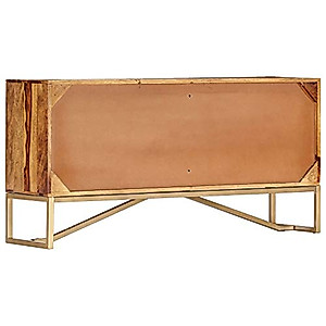 Festnight Sideboard Buffet Cabinet with 3 Storage Drawers Sheesham Wood Iron Legs End Side Table for Living Room, Kitchen, Home Furniture 46.5 x 11.8 x 23.6 Inches (W x D x H)