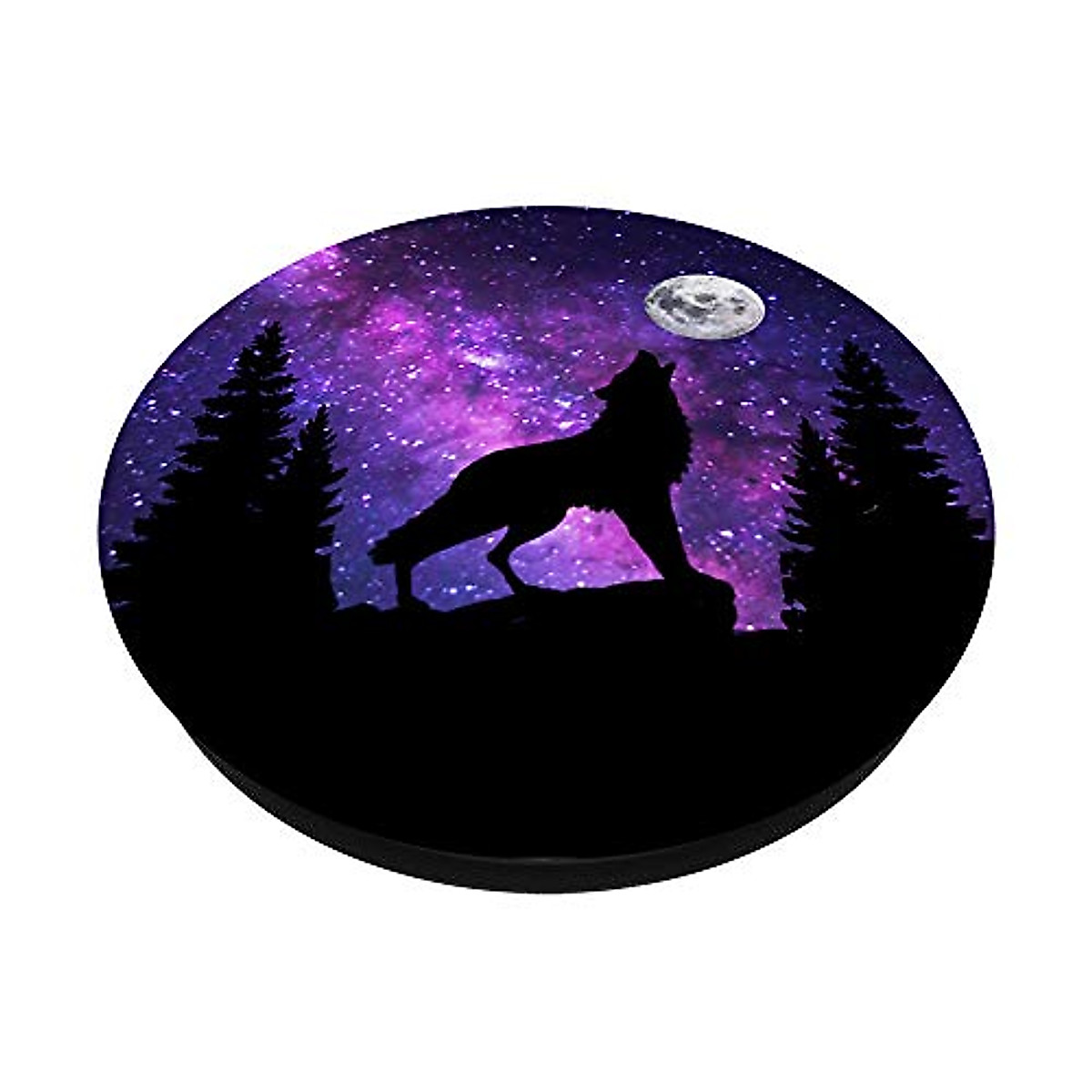Wolf Full Moon Purple Galaxy Astronomy Night Sky PopSockets PopGrip: Swappable Grip for Phones & Tablets