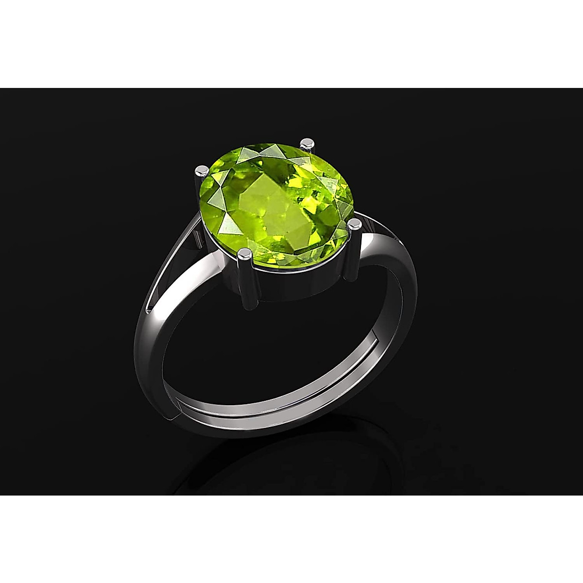 LMDPRAJAPATIS Natural Peridot Certified Jewelry Gifts Ring 5.25 Rati / 4.25 Carat Astrological Birthstone 925 Sterling Silver adjustable Ring For Men Or Women
