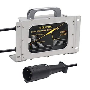 xiixtoo 15 AMP Replacement Golf Cart Battery Charger for 48 Volt Club Car Golf Cart with 3 Pin Round Plug Waterproof