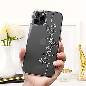 Case Charming Personalized Case for iPhone 15 Pro Max 14 13 mini 12 11 Xs Xr X 10r 10s 10 8 Plus 7 Se with Custom Name Hearts Monogram Clear Phone Cover