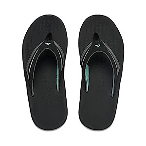 Reef Women's Sandals, Girls Slap 3, Black/Black/Aqua, 5
