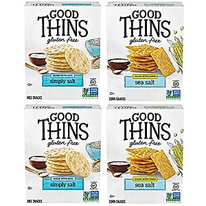 Good Thins Rice & Corn Snacks Gluten Free Crackers Variety Pack, 4 Boxes