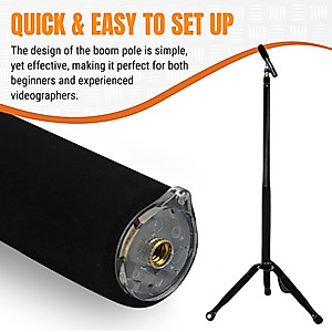 iOgrapher Microphone Boom Pole - Handheld Boom Pole Holder & Adjustable Microphone Mount - Compact & Extendable Pole Mount with Maximum Reach 1.5m (59")