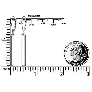 S925 Sterling Silver Vertical Bar Rectangle Dangle Drop Earrings for Women Teen