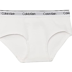 Calvin Klein Girls' Modern Cotton Hipster Underwear, White/Black/Heather Grey, M