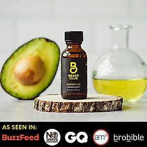 Beard Club - Beard Growth Oil - Grow A Thicker Fuller Beard, Fill in Patches - Healthy Natural Castor, Coconut and Avocado Beard Growth Serum to Stimulate Thicker, Fuller, Healthier Facial Hair Growth