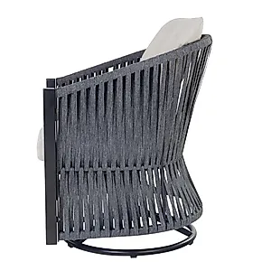 Yechen Swivel Patio Rocking Chairs - High Back Outdoor Chair with Hand Woven Rope & Swivel Rocking Base, Glider Rocking Chair with Cushion for Porch Deck Garden Balcony Backyard