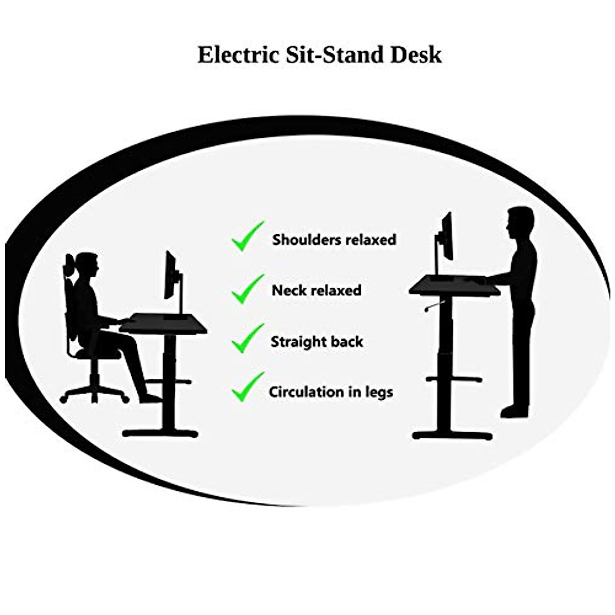 ErgoMax Adjustable Crank Desk w/Tabletop, 45 Inch Max Height, Black