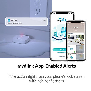 D-Link Wi-Fi Water Sensor Add-on, Long Range Battery Powered, Compatible Only with DCH-S1621KT, Whole Home with App Notifications (DCH-S163)