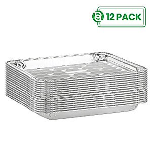 Party Bargains Aluminum Broiler Pans - 12 Pack, Heavy-Duty Disposable Grill Pans for Cooking, Roasting, BBQ, Picnic - (Max 240°C)