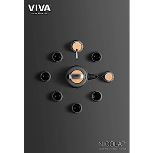 VIVA Nicola Charcoal Porcelain Double Wall Handless Tea and Coffee Cups - Set of 2 Coffee Mugs - 5 oz / 150 ml