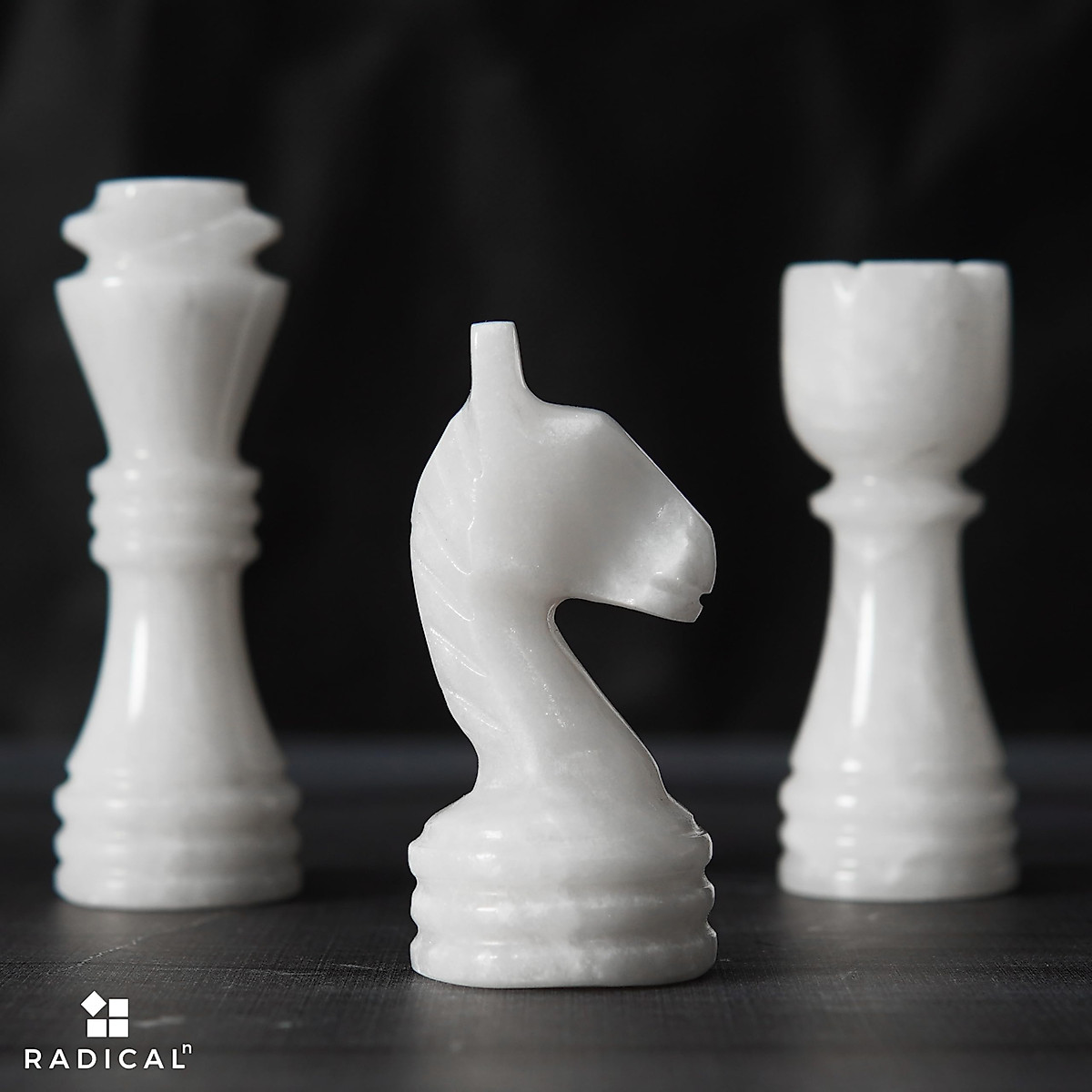 Radicaln Marble Chess Set 12 Inches White and Black Handmade Chess Sets for Games for Adults - 1 Chess Board & 32 Chess Pieces 2 Player Games - Travel Chess Board Game