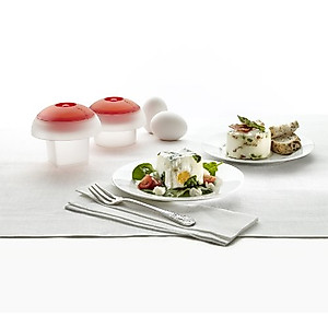 Lekue Ovo Egg Cooker Kit of 1 Square Egg Mold and 1 Round Egg Mold (Set of 2), Red (3402400SURU008)