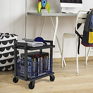 Atlantic Tabletop Wire Storage Basket, Heavy-Gauge Powder-Coated Metal Wire Construction, Stackable for Easy Expansion, Collapsible & Foldable, Non-Slip Feet, Plastic Liner, PN 23308043 – Blue