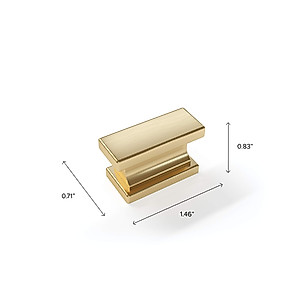 NewAge Products Home Cabinet Brushed Brass Contemporary Square Knob, Cabinet Pull Handles, 80242