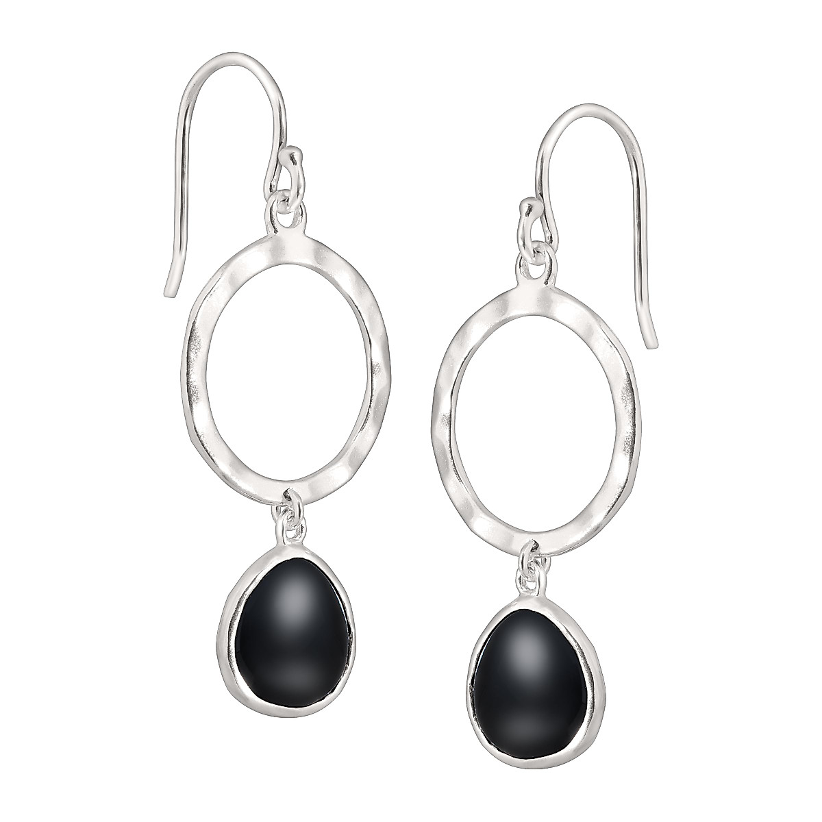 Silpada &#039;Dark Halo&#039; Natural Black Agate Drop Earrings in Sterling Silver