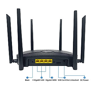 Wiflyer AX1800 4G LTE Router WiFi 6 (Z2101AX-PCIE-E), Dual Band Gigabit Wireless Router, Speed Up to 1800mbps, Cellular Router with SIM Card Slot Unlocked