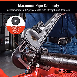 RIDGID 31105 Model 824 Aluminum Straight Pipe Wrench, 24-inch Plumbing Wrench, grey