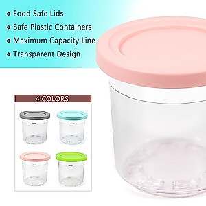 MIMLEN Containers - 4 Pack, Replacement for Ninja Creami Pints And Lids, Compatible with NC299AMZ NC301 NC300 Series