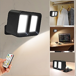 XRR LED Wall Sconce, Wall Mounted Lamps with Rechargeable Battery Operated USB Port Led Closet Light Touch&Remote Control Cordless Wall Light for Reading Bedroom Bedside(Black)