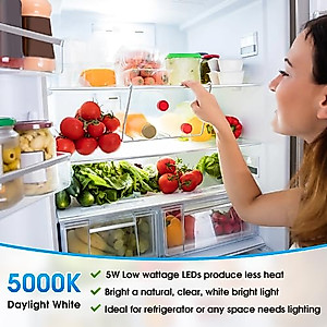 Maylaywood LED Refrigerator Light Bulbs, 40 Watt Equivalent A15 Fridge Bulb Waterproof, Daylight White 5000K, 550LM, E26 Base, Non-Dimmable, 5W LED Appliance Bulb for Frigidaire Home Lighting, 2-Pack