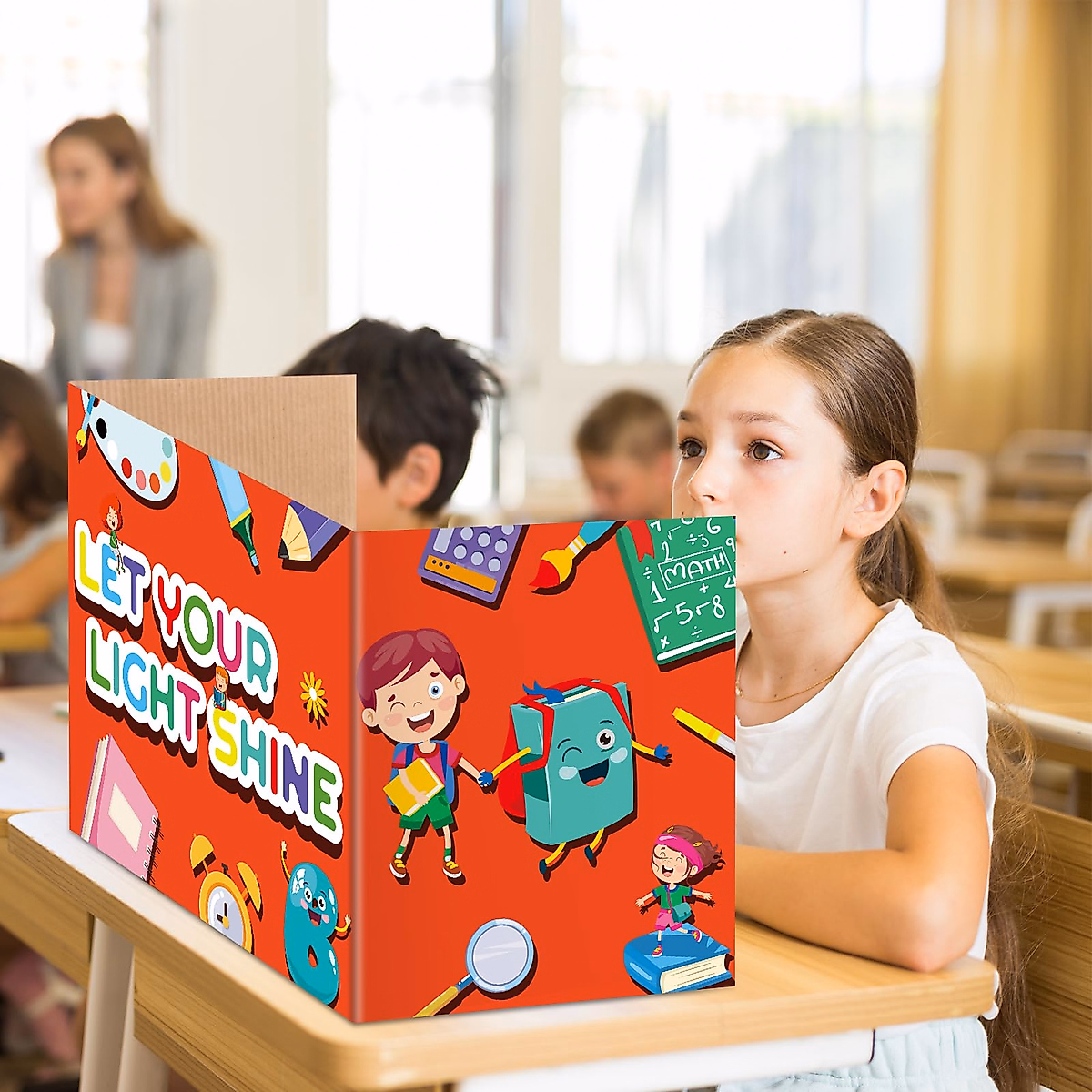 36 Pcs Privacy Boards Bulk, Large Privacy Folders with Bright Color Classroom Desk Shields Dividers, Desk Table Privacy Boards for School Teacher Student Test Study Office, 39 x 14 Inch (Sweet)