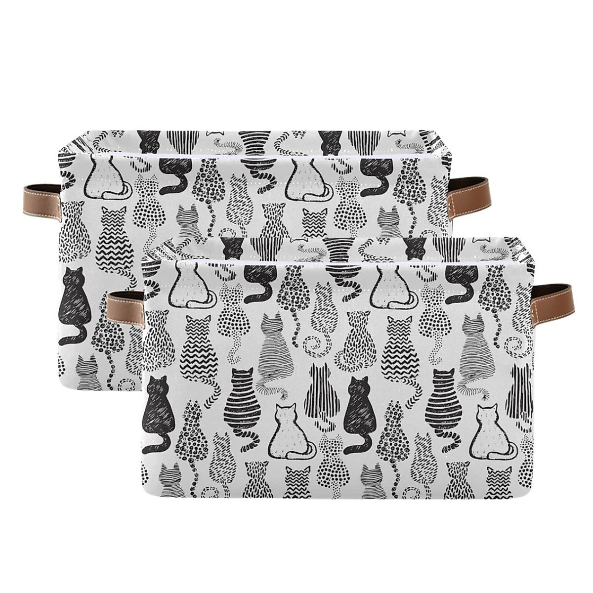 DEHOZO Storage Basket Bins, Abstract Cat Kitten Collapsible Storage Cubes Organizer with Handles, Closet Shelves Clothes Storage Box Toys Organizer for Bedroom Living Room, 1pc