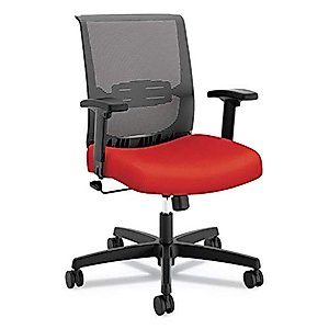 HON Convergence Mid-Back Task Chair, Swivel-Tilt, Supports Up to 275 Lb, 16.5" to 21" Seat Height, Red Seat, Black Back/Base