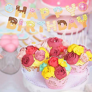 Donut Happy Birthday Banner,Donut Party Supplies,Donut Party Decorations,Donut Garland Bunting Banner for Girls,Boys,Kids Home,Classroom,Baby Showers Decoration