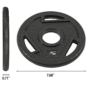 Signature Fitness Cast Iron Plate Weight Plate for Strength Training and Weightlifting, 2-Inch Center (Olympic), 5LB (Set of 2)