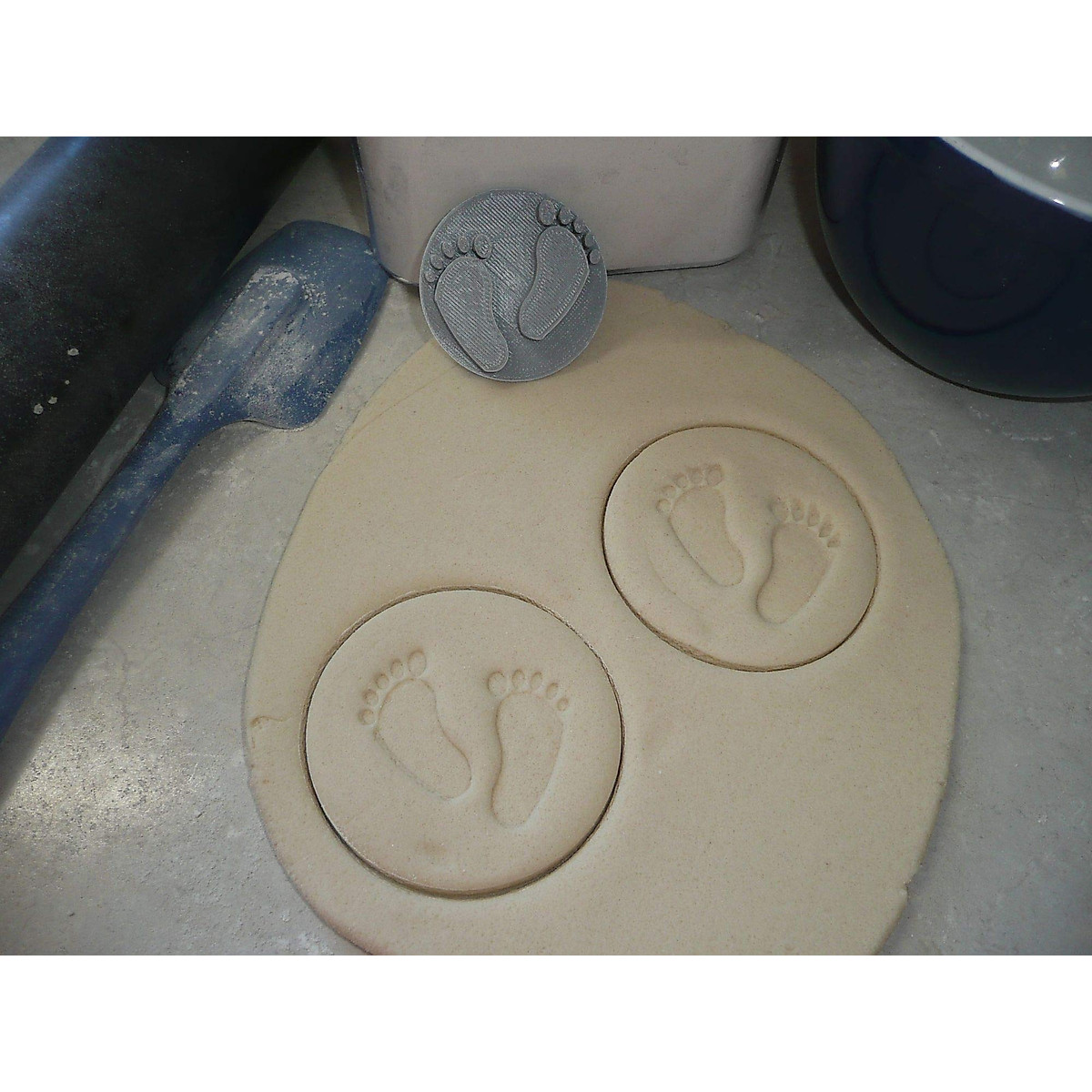 YNG BABY FEET DESIGN IMPRESSION SHOWER GENDER REVEAL COOKIE STAMP EMBOSSER BAKING TOOL 3D PRINTED MADE IN USA PR4013 Gray