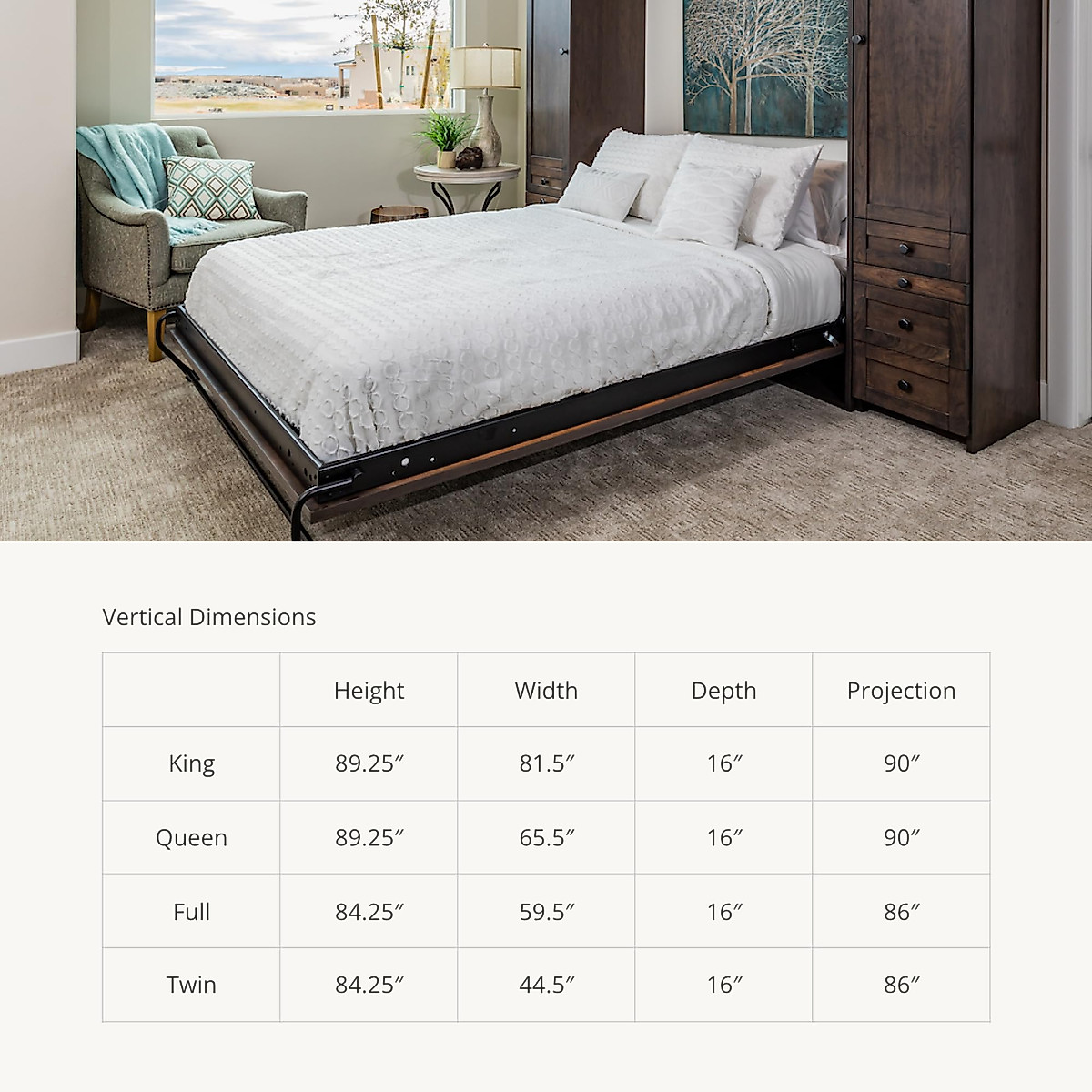 Wilding Wallbeds Murphy Bed Mechanism Kit Vertical Wall Bed, DIY Frame Hardware for Folding Cabinet, Easy to Build Hidden Bed (King)