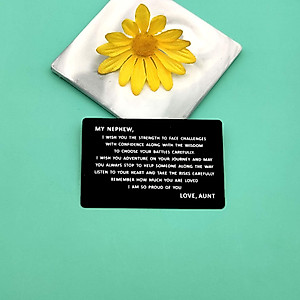 Nephew Gifts From Auntie Aunt Engraved Wallet Card Inserts Inspirational Gifts Card To My Nephew Gift Encouragement Metal Wallet Inserts Card Motivational Gift Christmas Graduation Birthday Gift