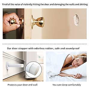 DOKU 10Pcs Door Stop, 3.5 Inch Heavy Duty 304 Stainless Steel Door Stopper with Rubber Tips Bumper, Wall Mounted Door Holder Protection Sound Dampening, White