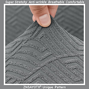 ZNSAYOTX Stretch Individual Cushion Covers Sofa Chair Cushion Couch Seat Covers Slipcovers Soft Replacement Unique Pattern Furniture Protector with Elastic Bottom (Light Gray, 1 Pc Cushion Cover)