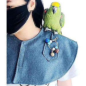 Parrot Anti-Scratch Shoulder Protector Multi-Purpose Bird Shoulder Shawl Bird Diaper Pad for Parakeets Cockatiels Conures Macaws Finches Lovebird Hang Bird Anklet & Toys (Shoulder Protector-Blue)