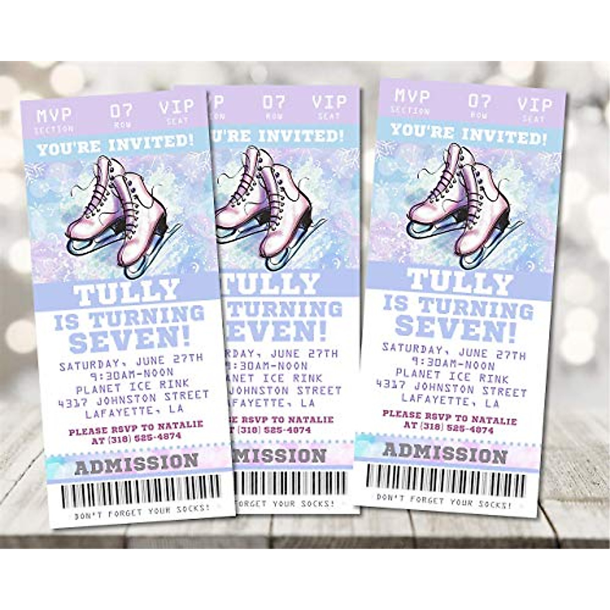 Ice Skating Birthday Party Ticket Invitations