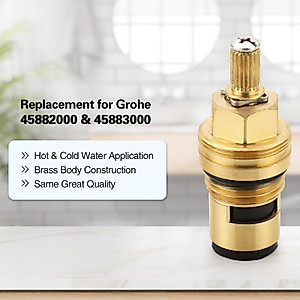 Ceramic Cartridge for Grohe 45883000, Right Side of the Sink Anti-Clockwise Closing Cartridge Replacement, Faucet Cartridge Replacement Assembly, Brass