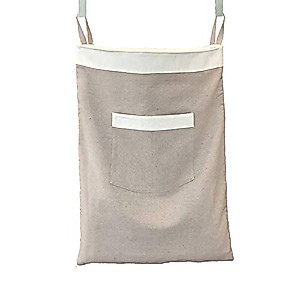 Over The Door Hanging Laundry Hamper Bag - Beautiful Linen - Drawstring Closure With Carry Strap - HOOKS NOT INCLUDED*