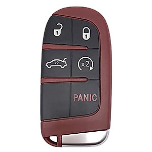 vurbemes Keyless Entry Replacement Key Fob Cover Case fit for Dodge Charger Challenger Dart Durango Journey Jeep Grand Cherokee Chrysler 300 Smart Remote Key Fob (Red)