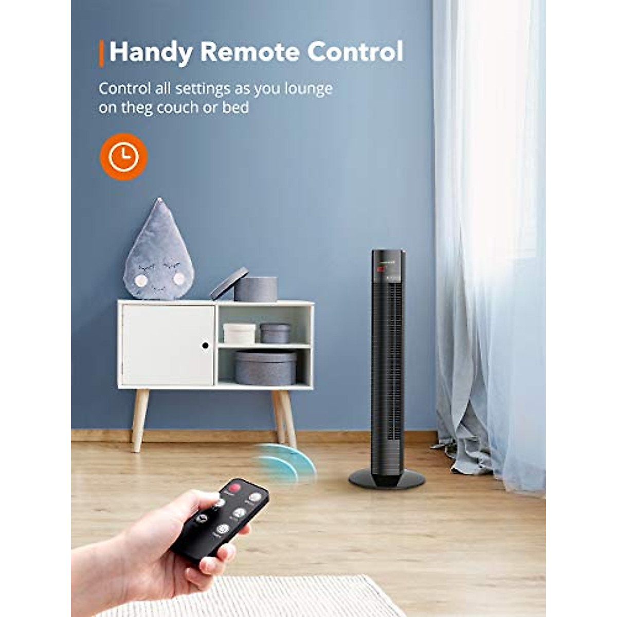 TAOTRONICS Tower Fan, 36" Oscillating Tower Fan with Remote, 9 Modes, Large LED Display, 12-Hour Timer, Space-Saving, Portable Floor Bladeless Fan for Bedroom Living Rooms Office, Black (TT-TF002)