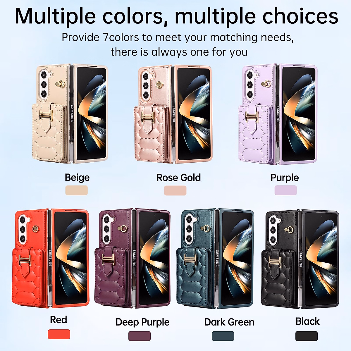 XIMAND for Samsung Galaxy Z Fold 5 Wallet Case with 2 Card Slots,Shockproof and Skin-Like Soft Leather,Stylish and Luxurious Perfect for Women.(DarkGreen)