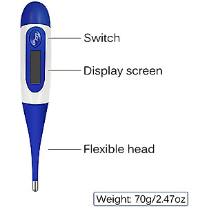 Elolicu Pet Thermometer, Waterproof Digital Veterinary Thermometer Portable Pet Digital Thermometer Pet Thermometer with Reminder Function Thermometer for Dogs Cats Horse Cattle Pigs Sheep