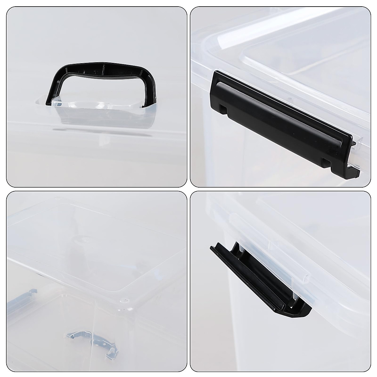 Fabnati 4-Pack 17.5 L Plastic Latching Storage Box, Clear Storage Bin with Handle