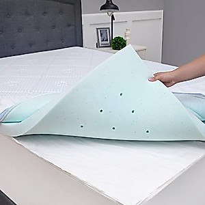 SensorPEDIC SensorCOOL 3-Inch Quilted Gel-Infused Memory Foam Bed Topper, California King, White