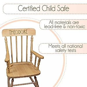 My Bambino Childrens Personalized Rocking Chair Natural Wood Engraved with Toddler Name Baby Gift