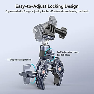 SMALLRIG Super Clamp with Ballhead, Camera Mount Clamp, Quick Release Adapter for Gopro, Camera Monitor, LED Light, Max Load 7.7 lb (3.5KG) - 4102