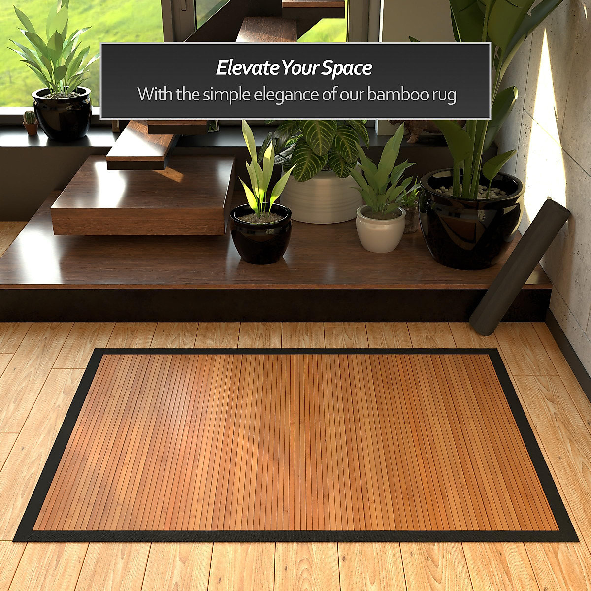 Oriental Furniture Bamboo Rug - Burnt Bamboo - 4' x 6'