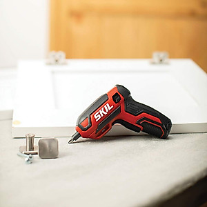SKIL Rechargeable 4V Cordless Screwdriver Bundle with Circuit Sensor Technology, USB Charging Cable, Carrying Case, and Bit Set